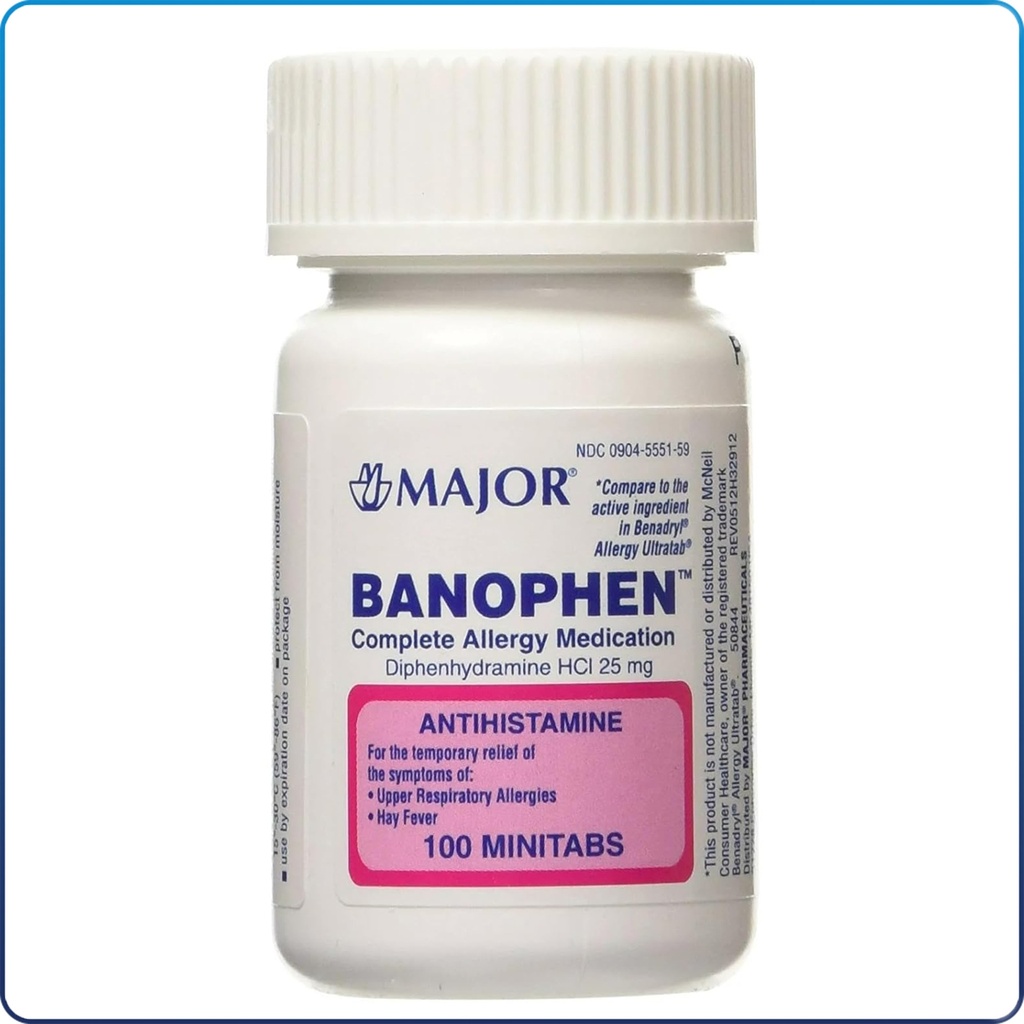 Banophen 25mg Tablets (Benadryl) 100/Btl | SmartMed Solutions